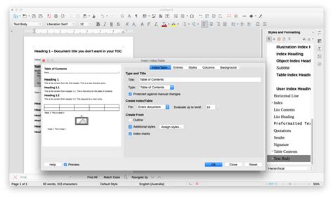 Libreoffice Creating A Table Of Contents That Doesnt Include Heading