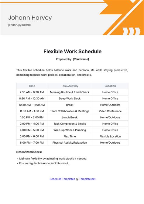 Free Flexible Work Schedule Template To Edit Online