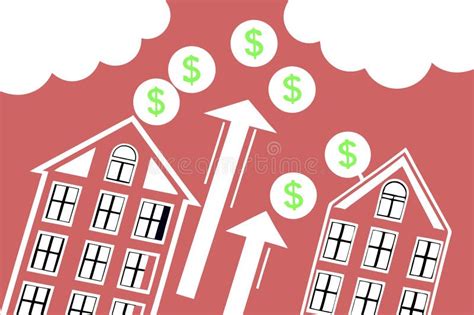 Rising Real Estate Prices Growing Graph With Houses Stock Illustration