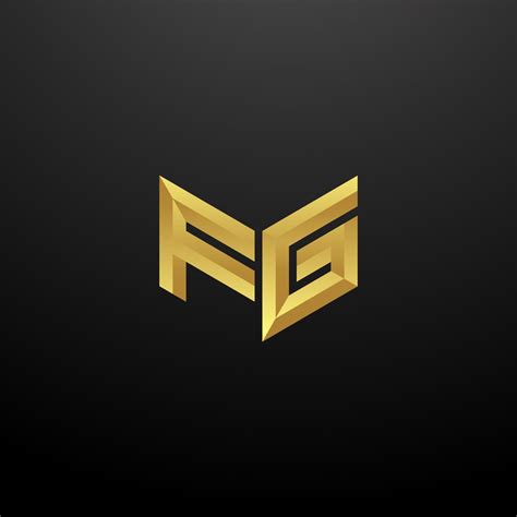 FG Logo Monogram Letter Initials Design Template With Gold 3d Texture