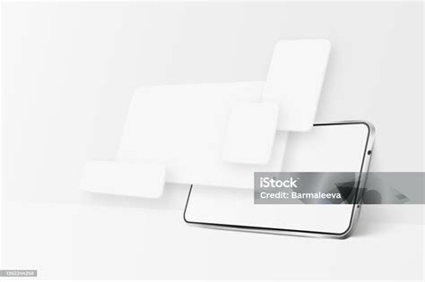 Mockup Smartphone Realistis Putih Ponsel 3d Dengan Layar Putih Kosong
