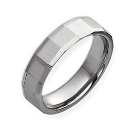 Tungsten Faceted 6mm Polished Wedding Band
