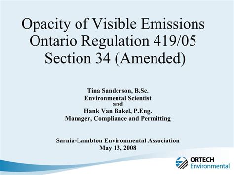 Opacity Of Visible Emissions Ontario Regulation 41905 Section 34