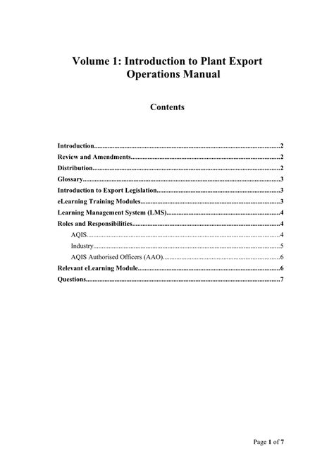 Volume 1 Introduction To Plant Export Operations Manual Docslib