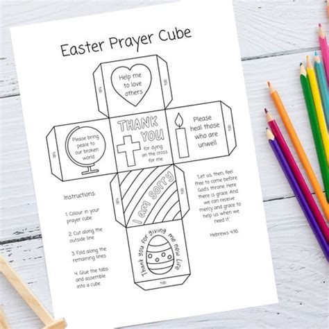 Easter Prayer Cube Printable Easter Bible Crafts Printable Etsy