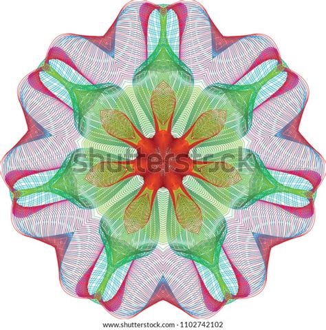 Multi Layered Guilloche Pinwheel Rosette Nested Stock Vector Royalty