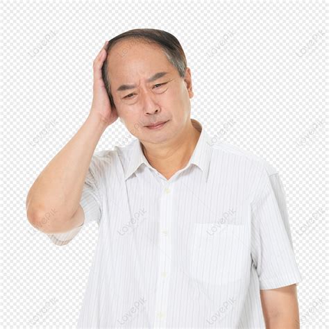 Middle Aged Uncle With Thin Hair Gray Hair Material Distress Png