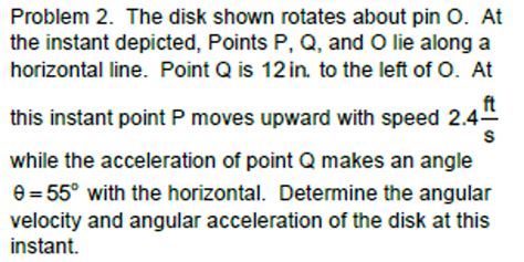 Solved Problem The Disk Shown Rotates About Pin O At The Chegg