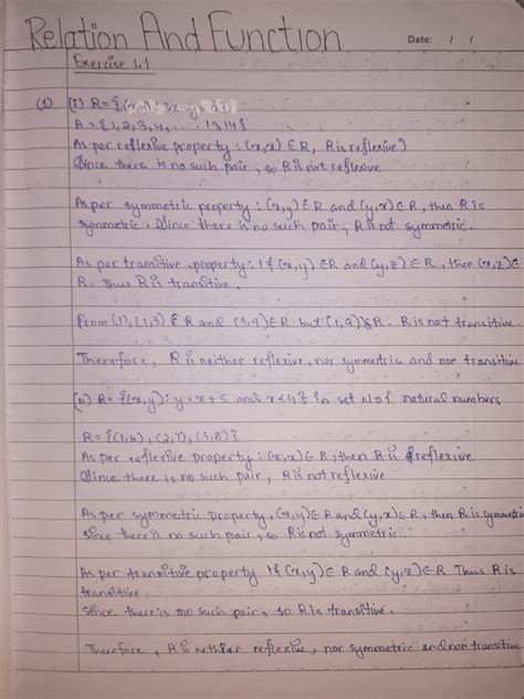 Relation And Function Exercise 11 An 12 Class 12 Pdf