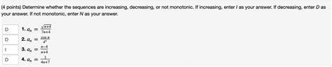 solved 4 points determine whether the sequences are