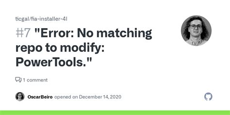 Error No Matching Repo To Modify Powertools · Issue 7 · Ticgalfia Installer 4l · Github