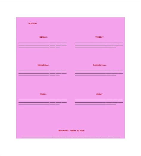 Free Task Sheet Templates Professional Formats In Word Excel Pdf List Template Task