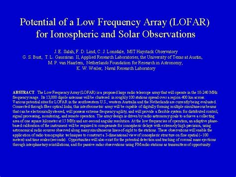 potential of a low frequency array lofar for