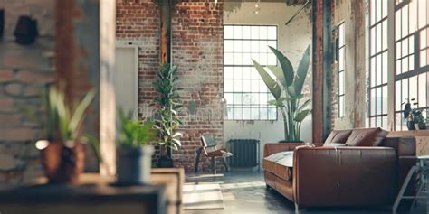 Loft With Exposed Brick Metal Beams And Industrial Elements Creating