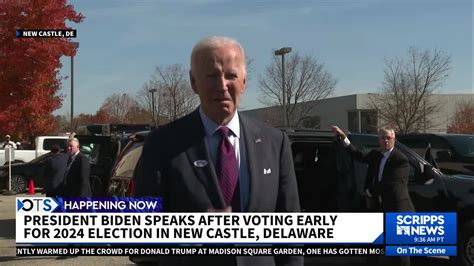 After Waiting In Line With Voters Biden Casts Early Election Ballot In