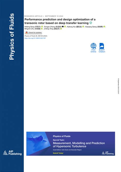 Pdf Performance Prediction And Design Optimization Of A Transonic Rotor Based On Deep Transfer