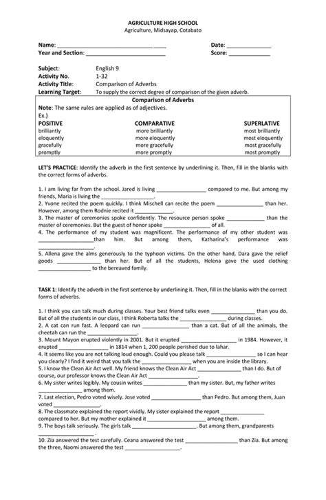 32 Comparison Of Adverbs Docx