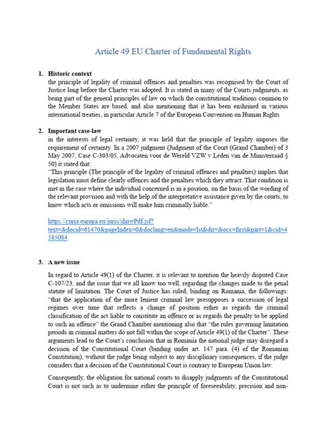 Article 49 Eu Charter Of Fundamental Rights Pdf Ex Post Facto Law European Court Of Justice