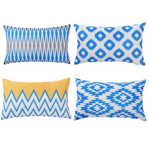 Throw Pillow Case Rectangle Geometry Cushion Cover Cotton Linen