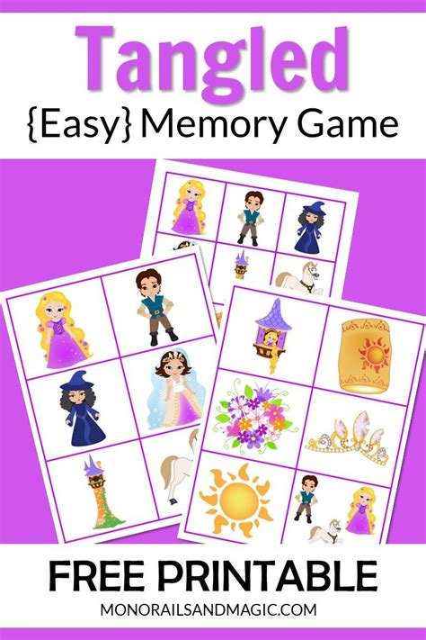 Tangled Memory Game Free Printable Monorails And Magic