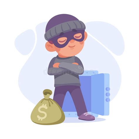 Man Criminal Stand With Sack Of Money Commit Crime And Theft Vector
