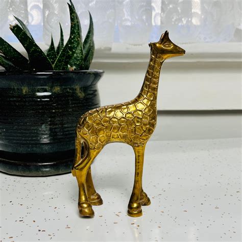 Solid Brass Giraffe Figurine Vintage Brass Giraffe Etsy