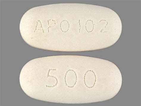 Pill Finder APO 102 500 White Elliptical Oval Medicine