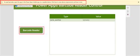 Power Apps Barcode Reader Control