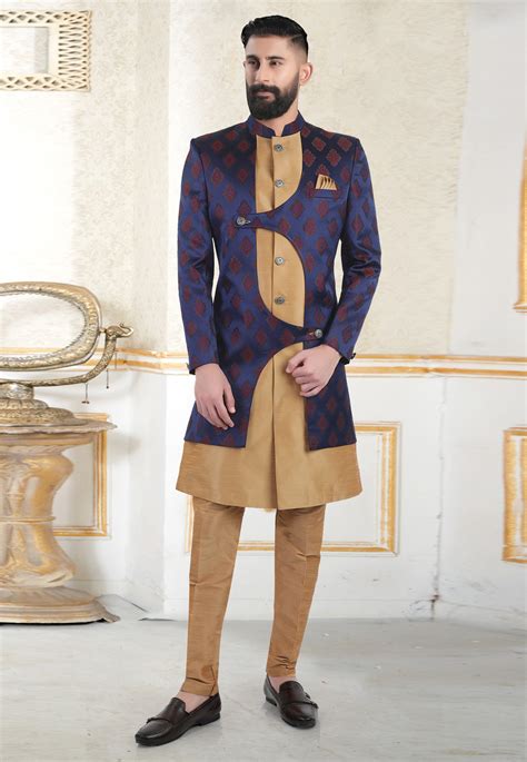 Beige Brocade Indo Western Sherwani 269061