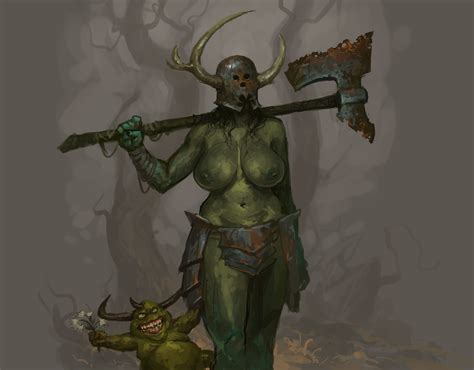 Rule 34 1girls 1other Casual Nudity Chaos Warhammer Chaos Cultist Chaos Daemon Female Green