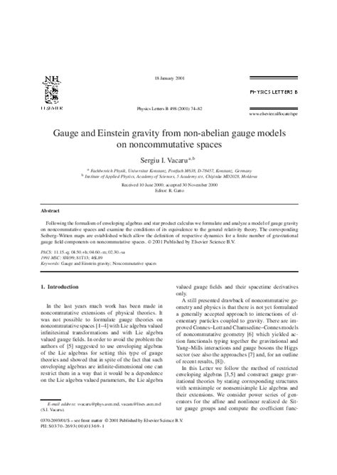 Pdf Gauge And Einstein Gravity From Non Abelian Gauge Models On Noncommutative Spaces