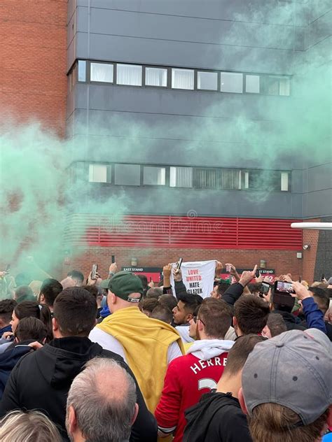 Vertical Shot Of Manchester United Fans Protesting Against The