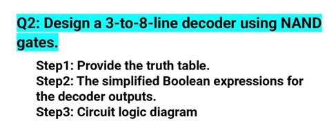 Solved Q2 Design A 3 To 8 Line Decoder Using Nand Gates Step1