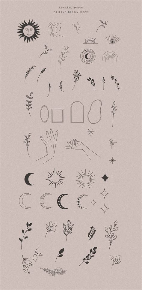Fine Art Alchemy Symbol Zodiac Esoteric Moon Clipart Hand Drawn