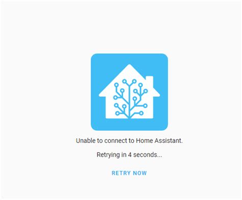 unable to connect to home assistant retrying in xx seconds · issue