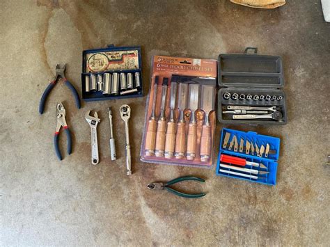 Chisel Set Various Sockets Xacto Cutting Set And More