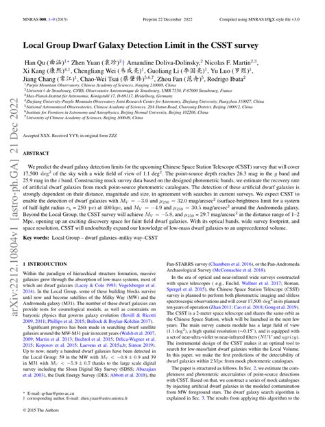 Pdf Local Group Dwarf Galaxy Detection Limit In The Csst Survey