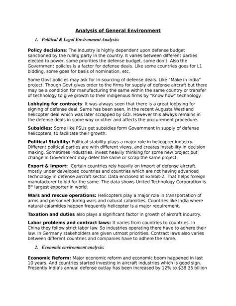 Pestle Analysis Analysis Of General Environment Analysis Of General