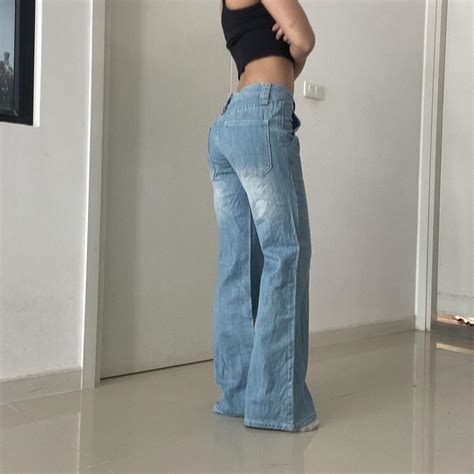 Low Rise Light Wash Flare Jeans Low Waisted Light Depop