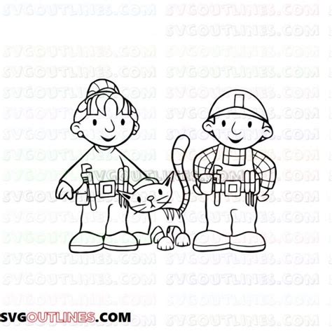 Bob And Wendy And Pilchard Bob The Builder 2 Outline Svg Dxf Eps Pdf Png