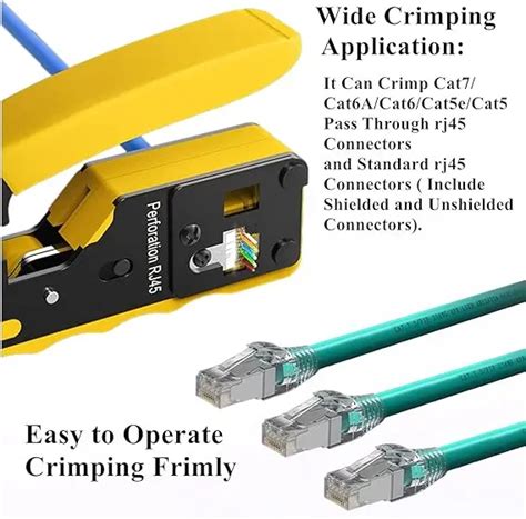 Ethernet Pass Through All In One Ethernet Crimper Cat7 Cat6a Cat6 Cat5e