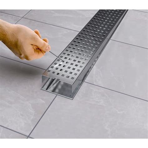 Reln 28 In Matte Black Linear Shower Drain With Linear Drain Cover