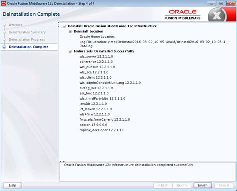 Oracle Universal Installer Deinstallation Screens