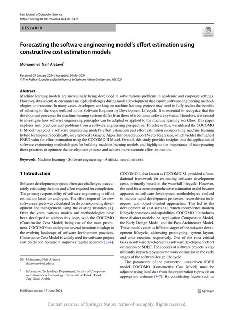 forecasting the software engineering model s effort estimation using