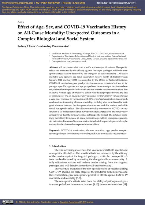 Pdf Effect Of Age Sex And Covid 19 Vaccination History On All Cause