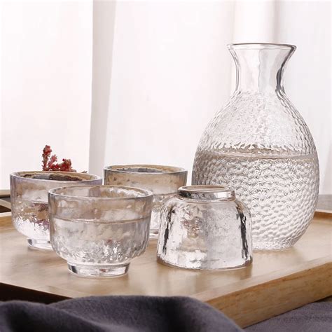 Crystal Glass Flagon And Cups Set Dull Polished Drinkware Set Japanese