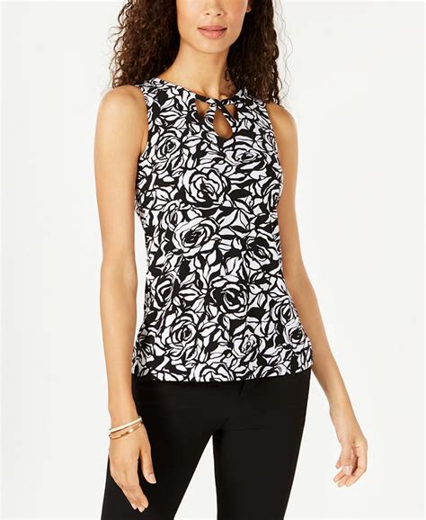 Kasper Floral Print Keyhole Top Macys