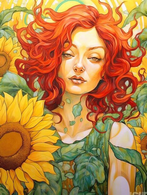 Premium Ai Image Beautiful Illustration Of A Redhaired Woman