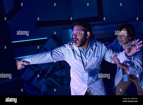 Exploring Future Shocked Multiethnic Scientists Near Hand Appearing