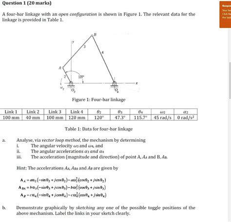 Solved Reoper Your Last Click Re The Last A Four Bar Linkage With An